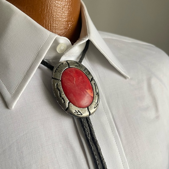 Vintage | Accessories | Vintage Bolo Tie Braided Leather String End ...